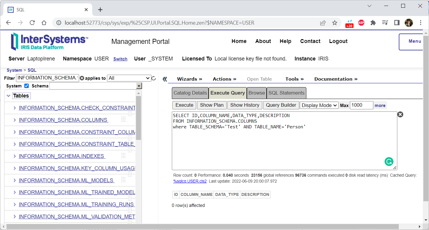 Comment obtenir tous les champs de la table par SQL | InterSystems
